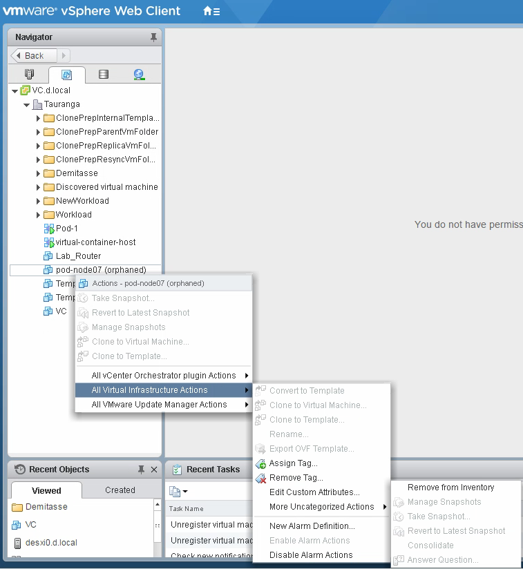 Removing Orphaned VMs from the vSphere 6.5 Web Client | Demitasse